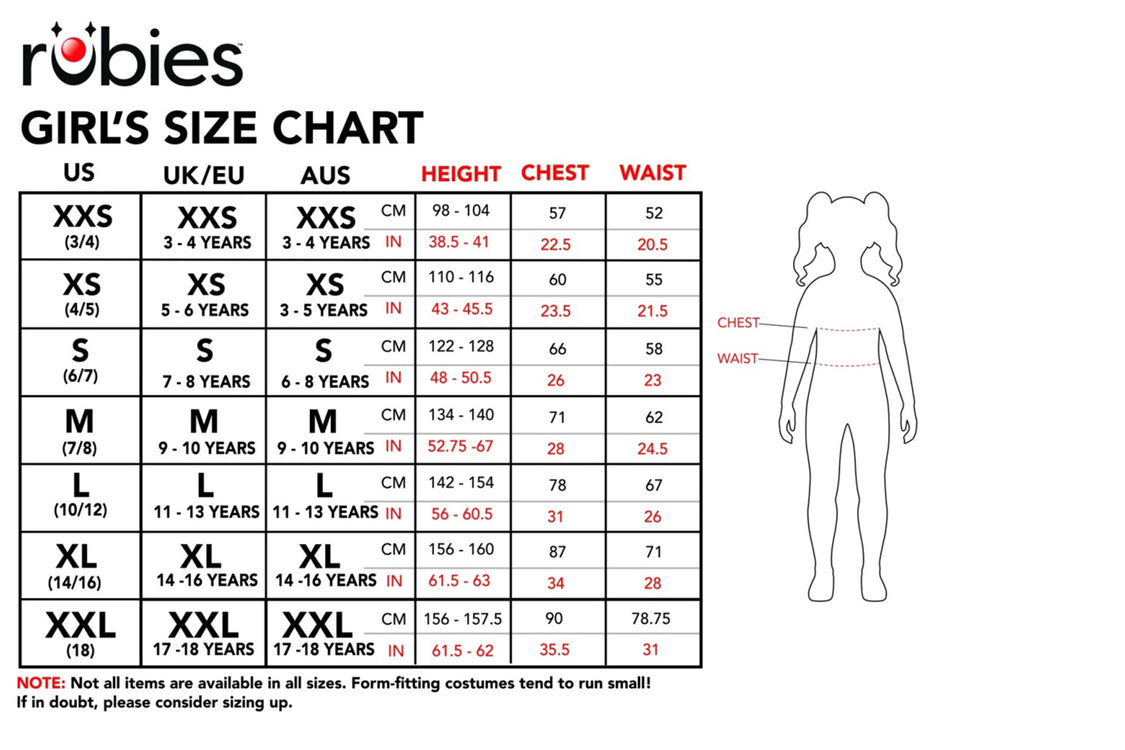 Size Charts – Rubies II LLC.